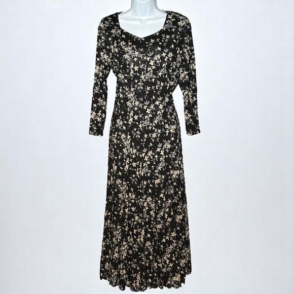 Norm Thompson | Dresses | Norm Thompson Vintage Black Floral Midi Dress ...